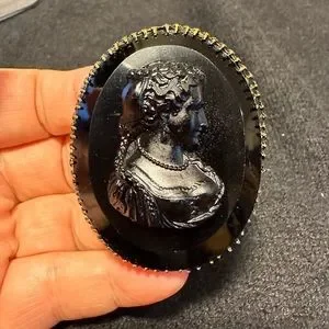 Jewelry | Vintage Black Cameo Bakelite Brooch Victorian Lady On The ...